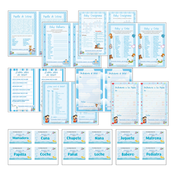 Pack Juegos digitales para Baby Shower de niños – Exprésate con ABI